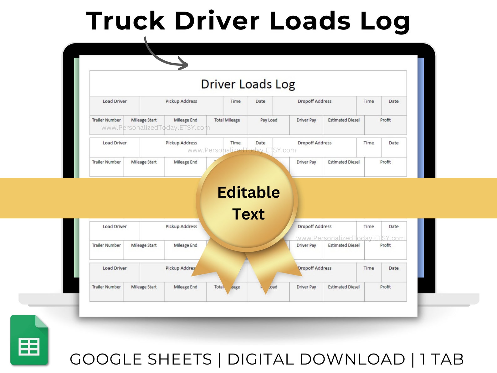 Driver Loads Log Trucker Job Planner Daily Truck Driving Worksheet ...