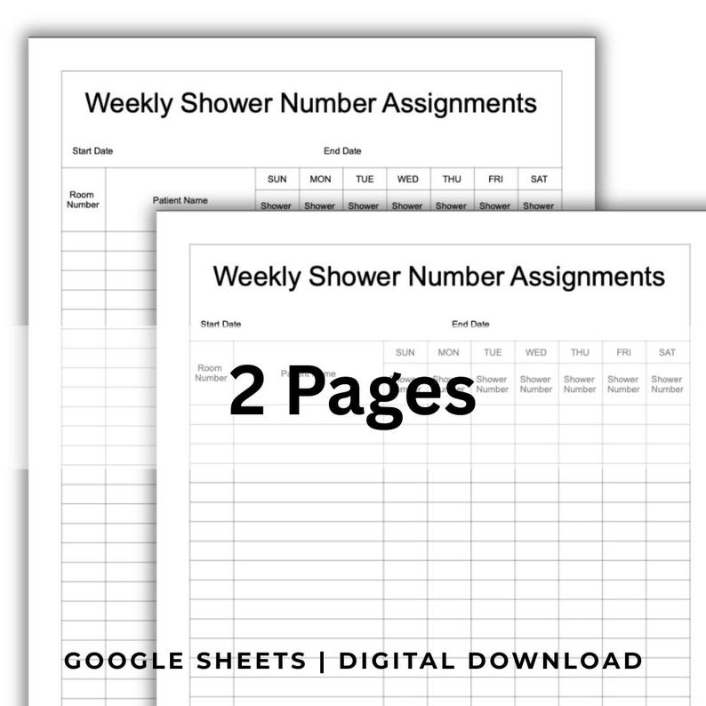 ADL Residents Shower Numbers Schedule - Daily and Weekly - Editable ...