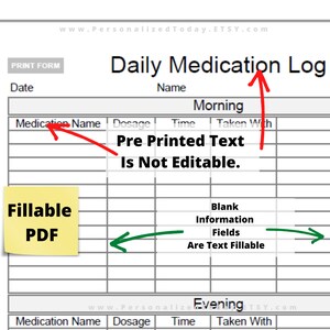 Morning and Evening Medication Tracker With Notes Section - Etsy