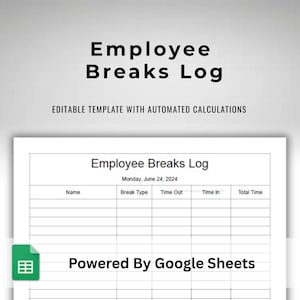 Employee Break Times Recording Sheet Staff Lunch Breaks Time Tracker ...