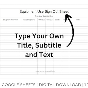 Equipment Use Sign Out Sheet for Equipment Borrowing Dates and Times ...