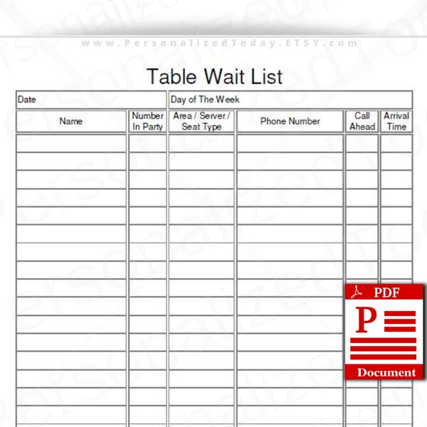 Restaurant Wait List - Etsy