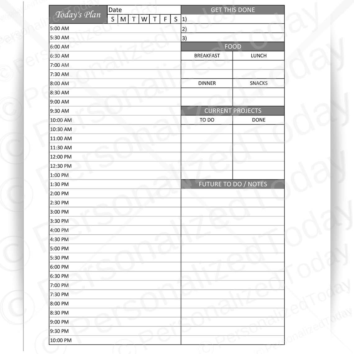 Digital Download PDF 5 AM Start Weekly Printable Schedule | Etsy
