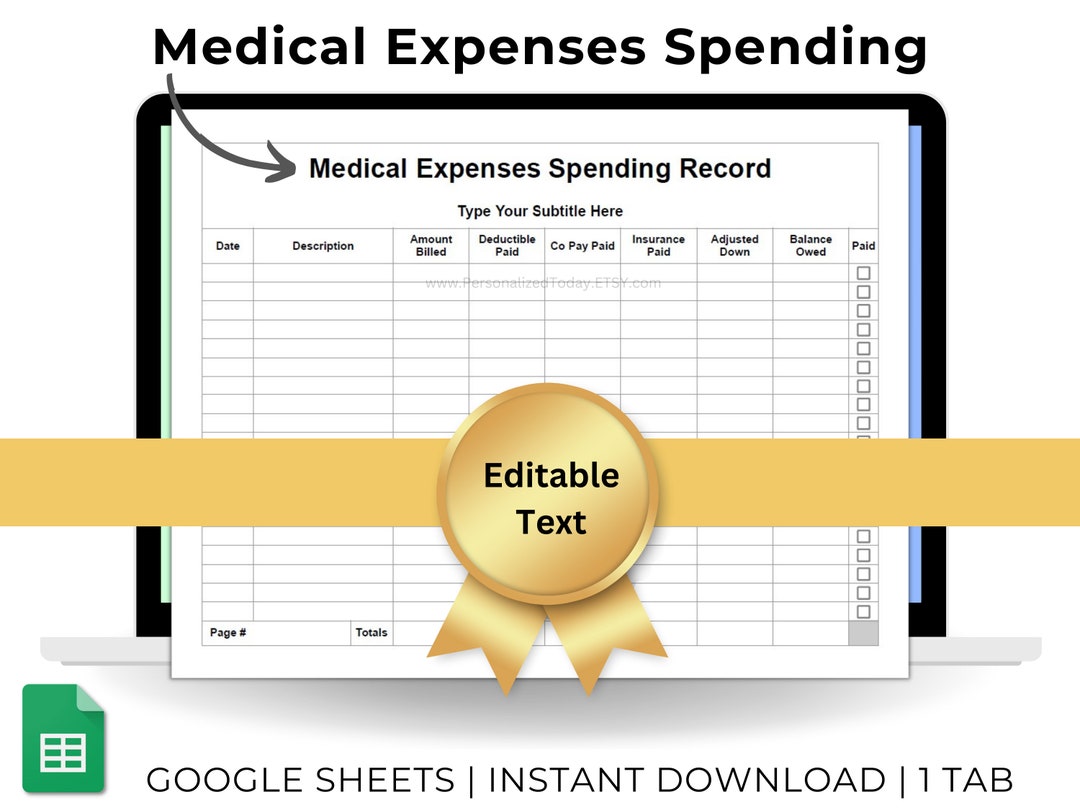 Google Sheets Medical Bills Tracker Document Medical Expenses and ...