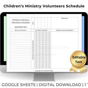 Children's Church Monthly Volunteers Schedule for Weekly Sunday School ...