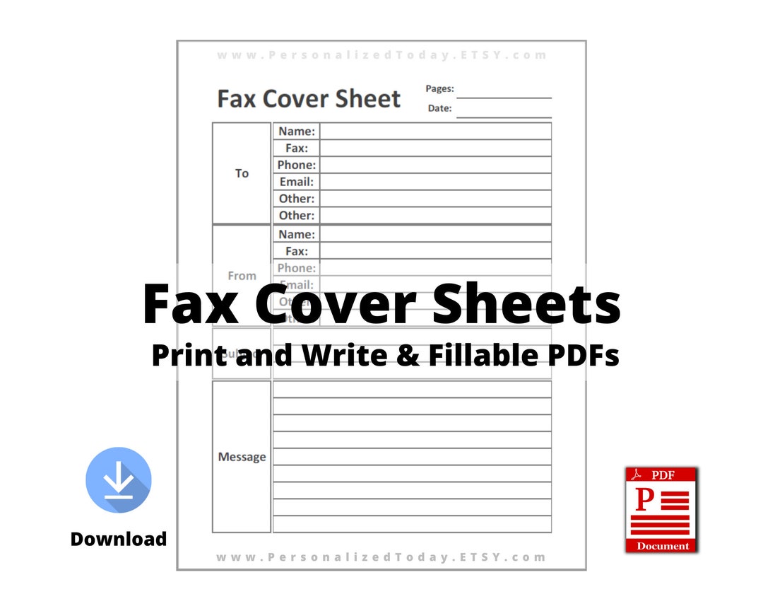 Printable Fax Cover Sheet PDF Digital Download US Letter Size - Etsy Norway
