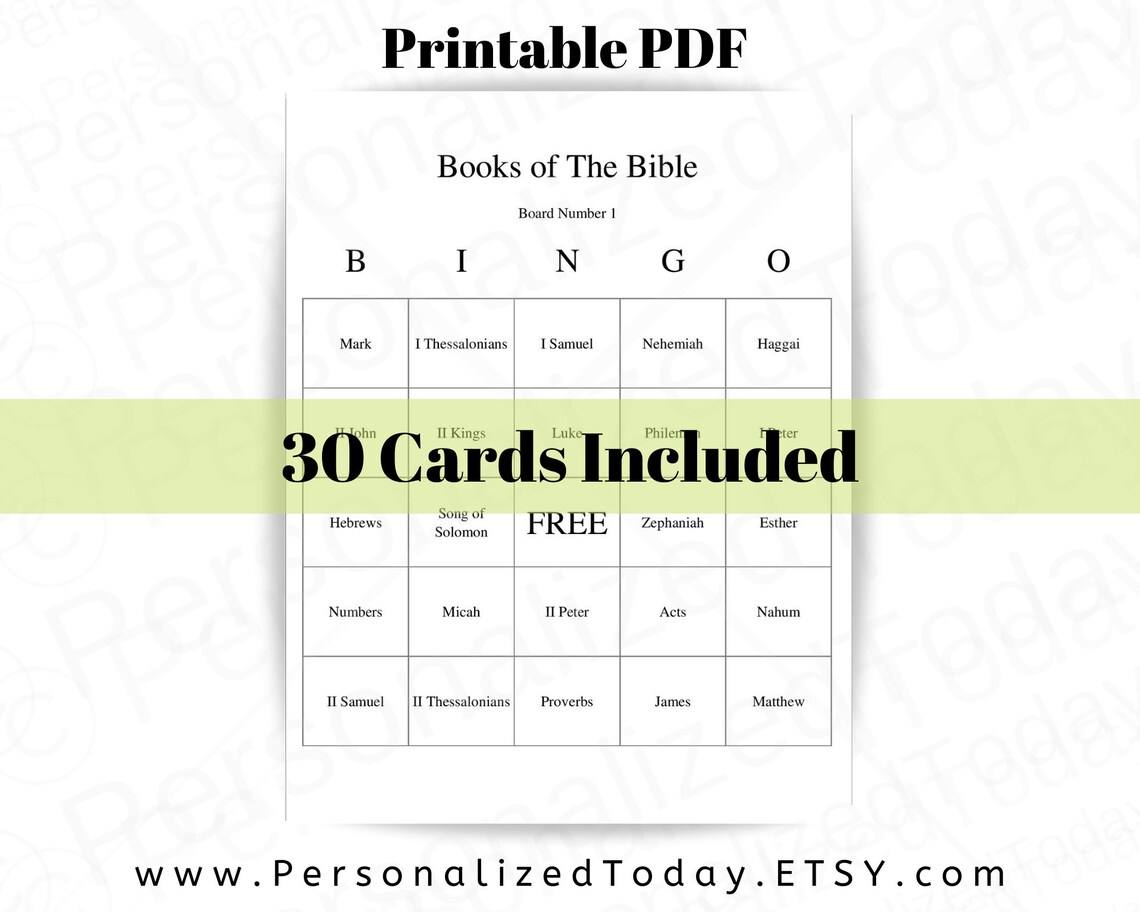 Printable Books of the Bible Bingo Game Kit Includes 30 - Etsy Canada
