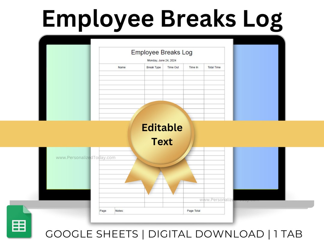 Employee Break Times Recording Sheet Staff Lunch Breaks Time Tracker ...
