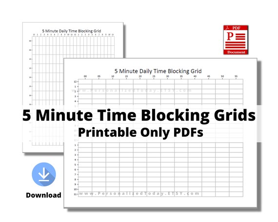 Printable Only 5 Minute Daily Time Blocking Coloring Grids PDF - Etsy