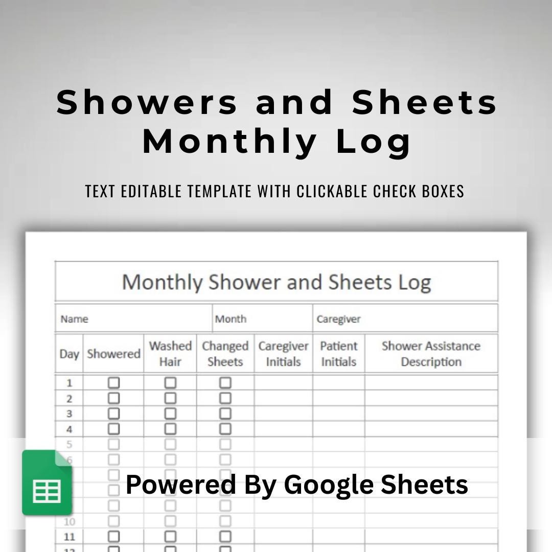 Google Sheets Assisted Living Monthly Shower & Bed Sheets Change ...