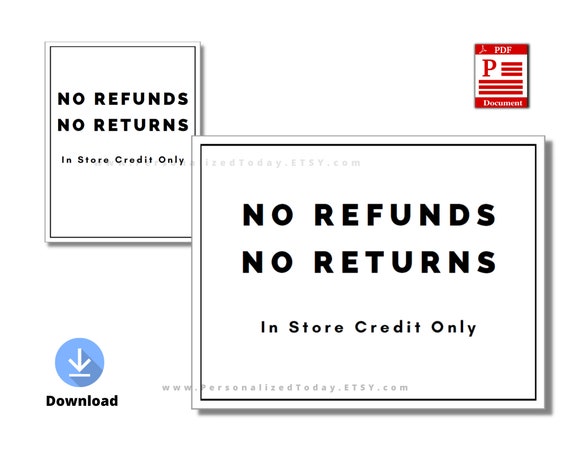 All Sales Final No Refunds No Returns No Exchanges Printable - Etsy