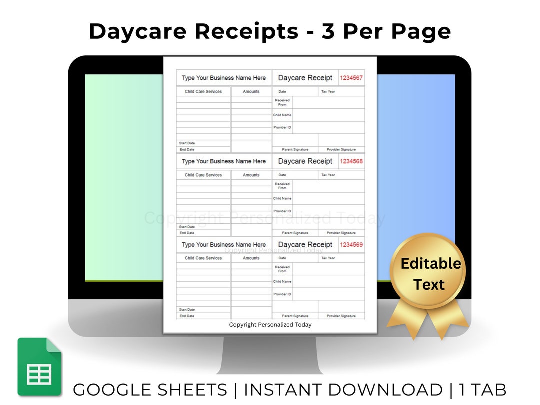 Daycare Receipt Child Care Voucher Childcare Ticket Parent Proof of ...