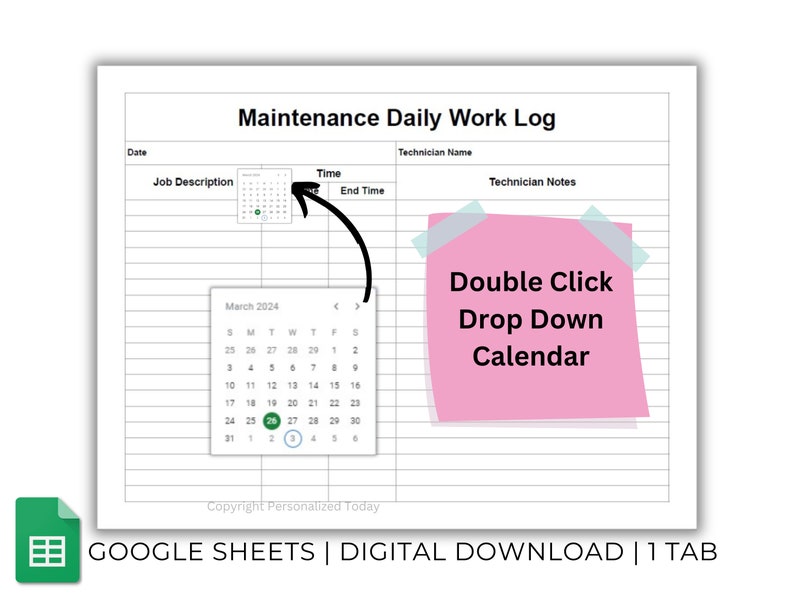 Maintenance Daily Work Orders Log Handyman Tasks Chart to Do List Jobs ...