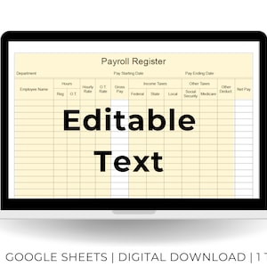 Google Sheets Payroll Register With Deductions Text Fillable / Text ...