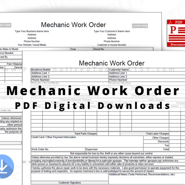 Mechanic Receipt - Etsy