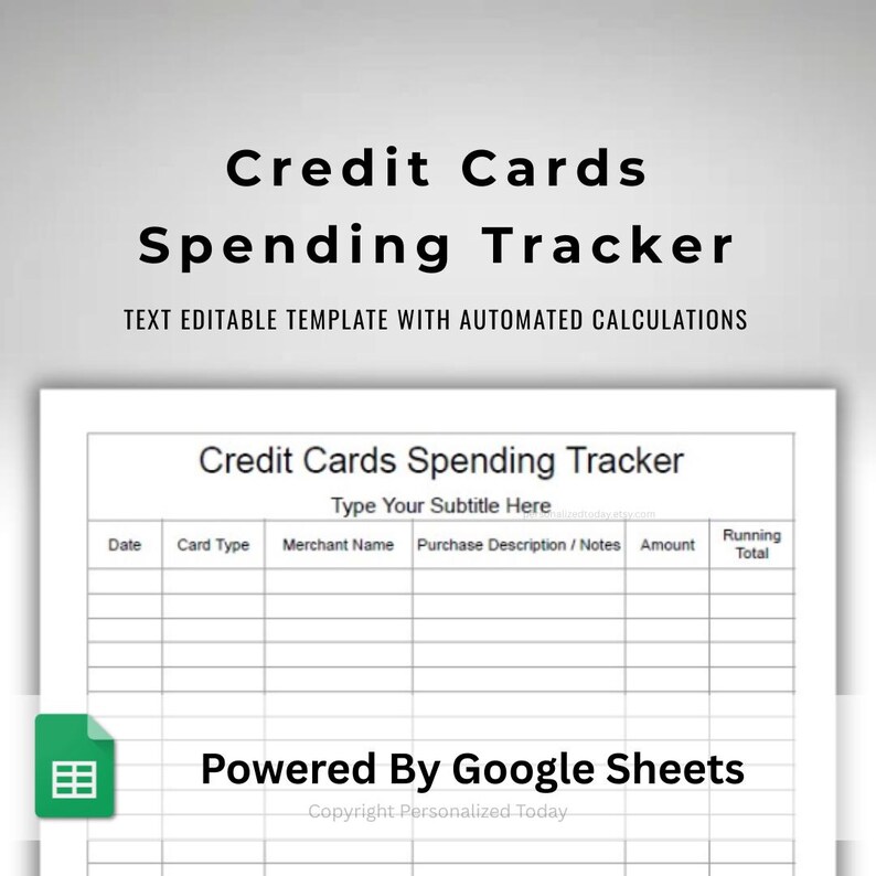 Google Sheets Credit Card Spending Tracker - Multiple Credit Cards ...