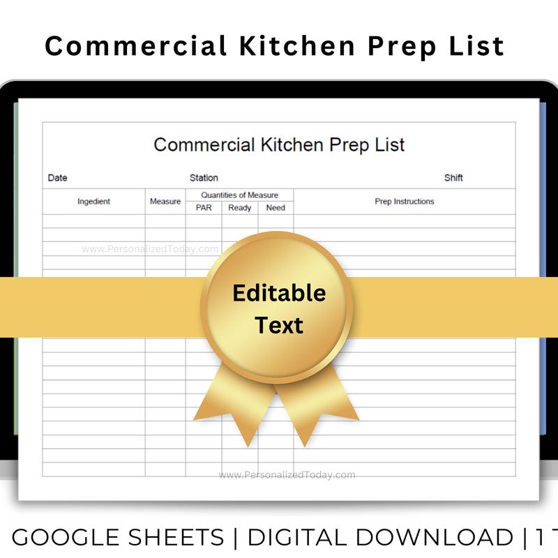 Prep List for Restaurants - Etsy