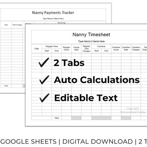 Childcare Timesheet - Etsy