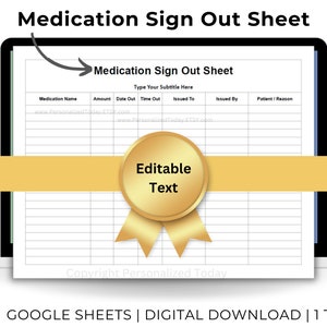 Medication Sign Out Sheet - Etsy