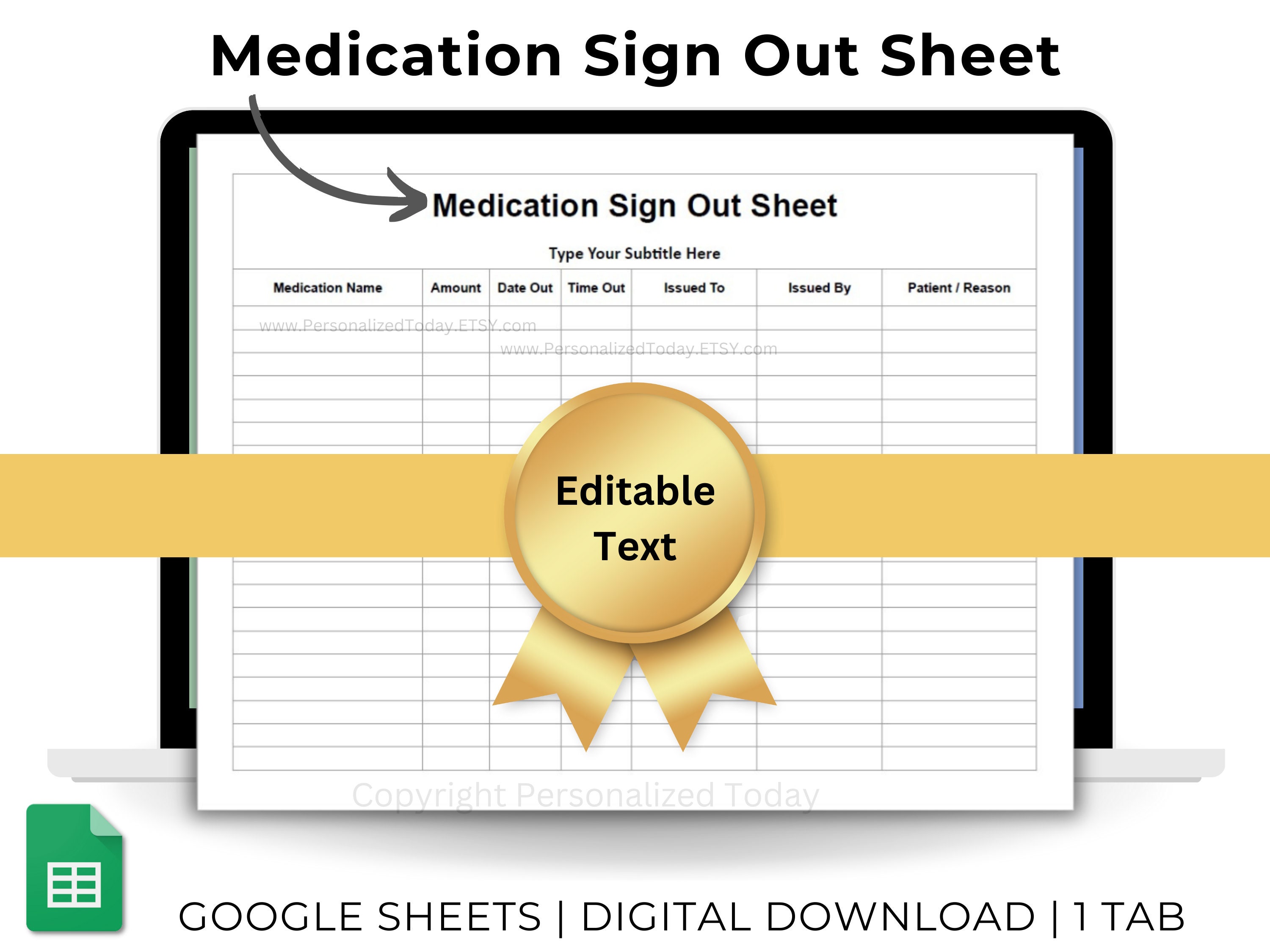 Medication Sign Out Sheet Medicine Inventory Checkout Form Tracking ...