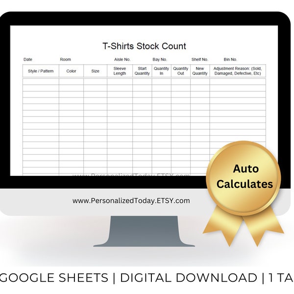 T Shirt Inventory Template - Etsy
