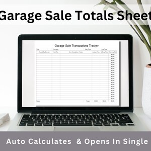 Garage Sale Transactions Tracker Google Sheets Editable Spreadsheet ...