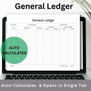 Google Sheets General Ledger Template Text Fillable / Text Editable ...