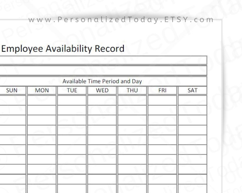 Employee Work Availability Tracker Fillable and Print and | Etsy
