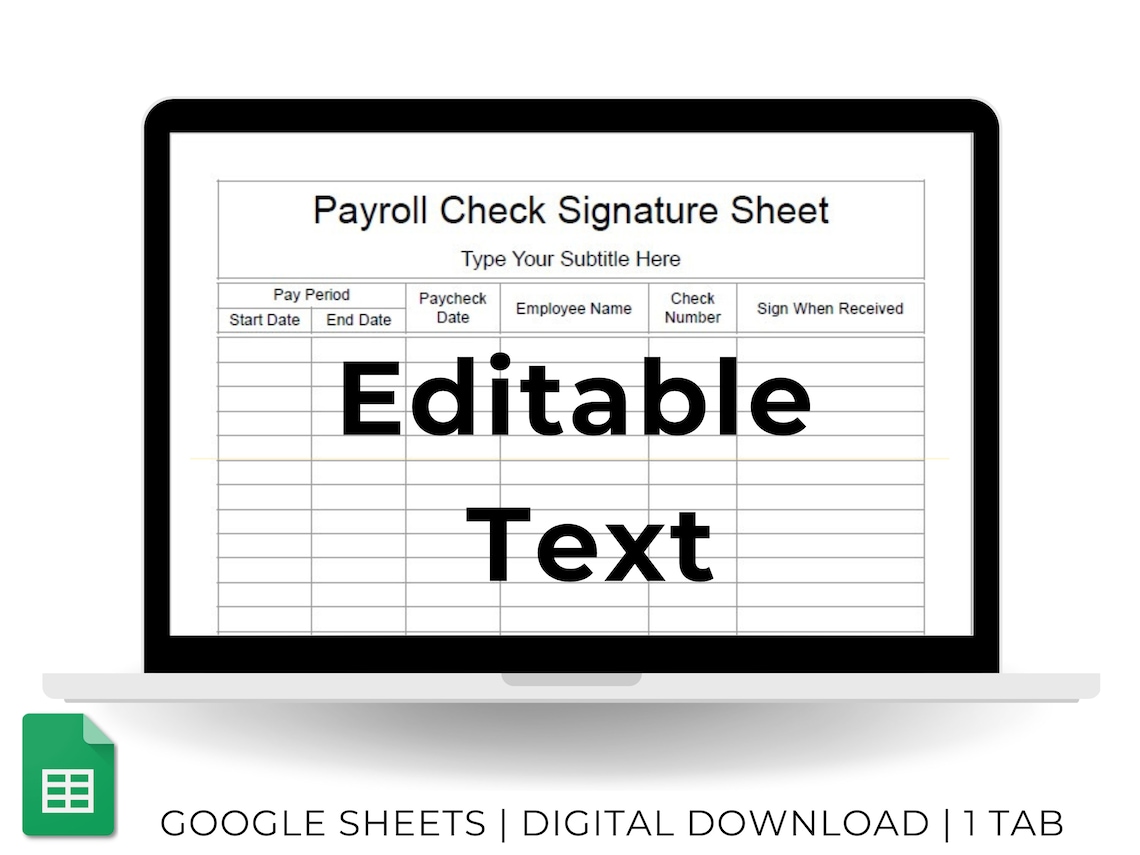 Google Sheets Payroll Check Received Sign off Signature Sheet Text ...