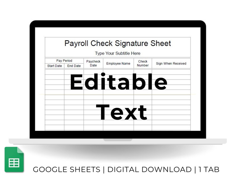 Google Sheets Payroll Check Received Sign off Signature Sheet Text ...