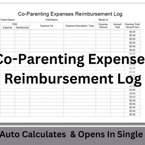 Co-parenting Expenses Reimbursement Log Google Sheets Editable ...