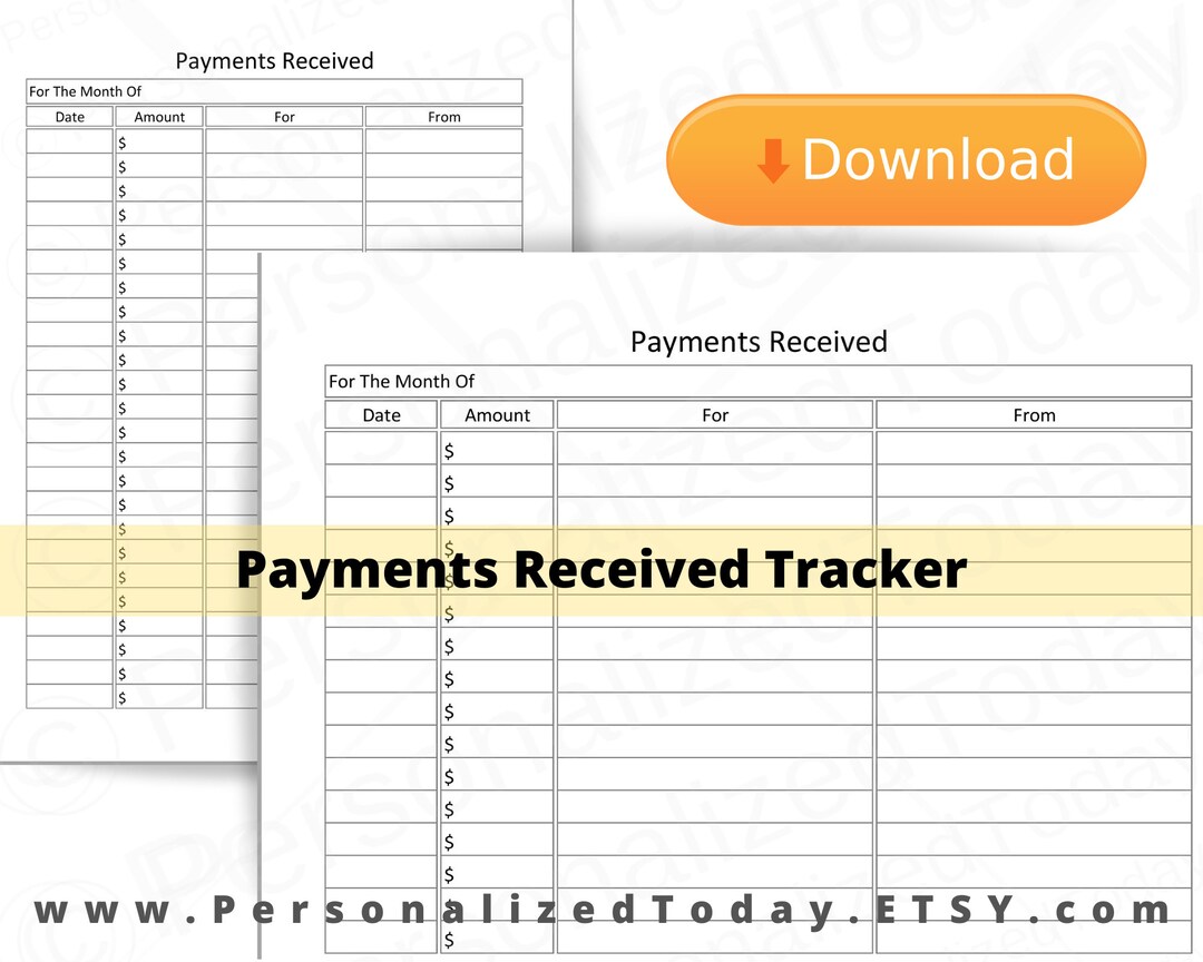 Printable Only Payments Received Tracker Print and Write PDF - Etsy
