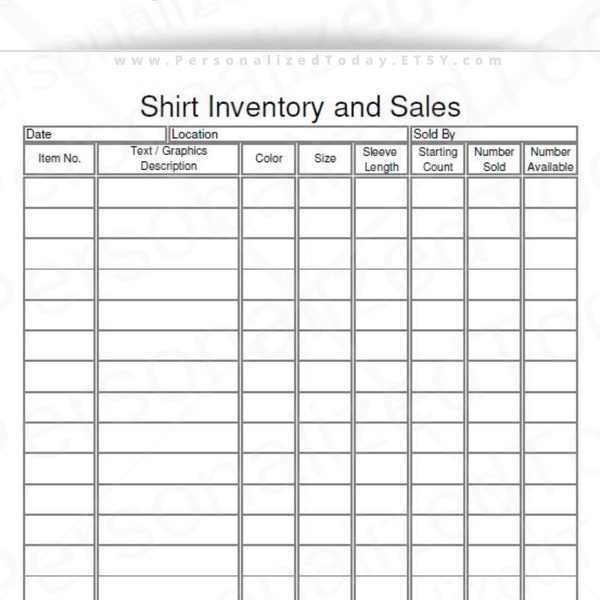 Inventory Template - Etsy