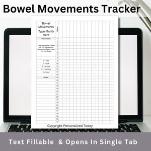 Daily Monthly Bowel Movements Tracker for up to 15 Patients Text ...