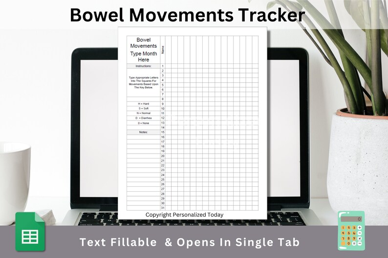 Daily Monthly Bowel Movements Tracker for up to 15 Patients Text ...