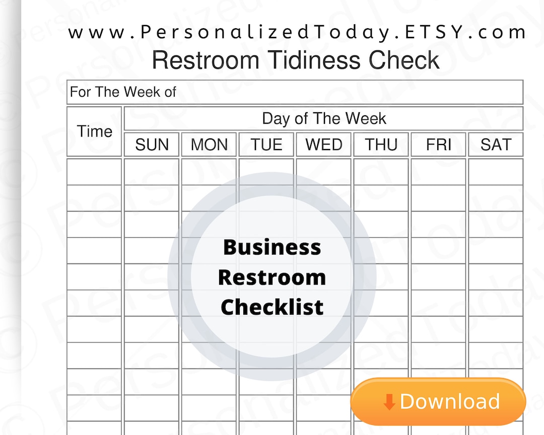 Printable PDF Weekly Restroom Cleaning Log Business Bathroom Employee ...