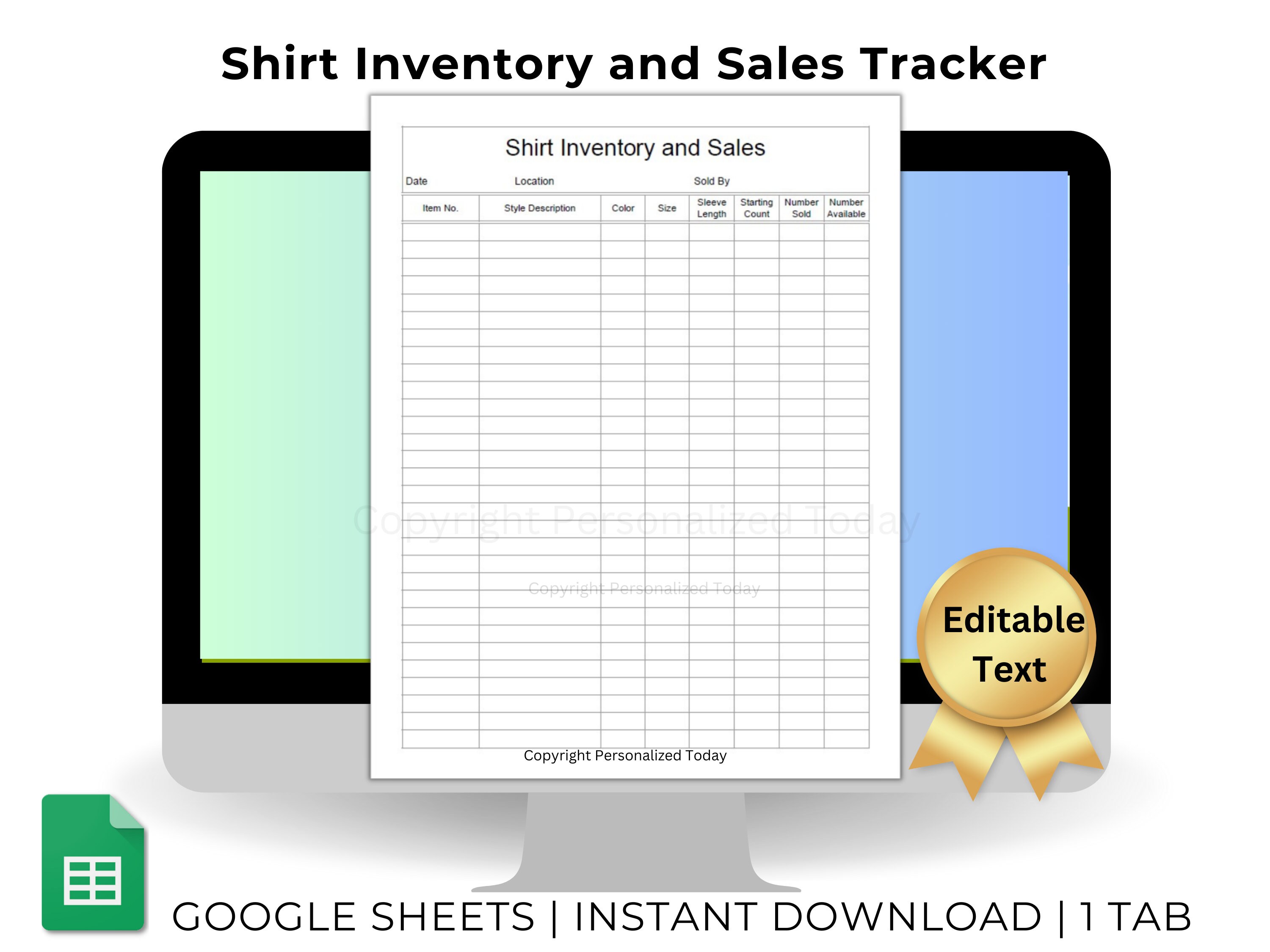 Shirts Inventory and Sales Tracker Text Editable Google Sheets ...