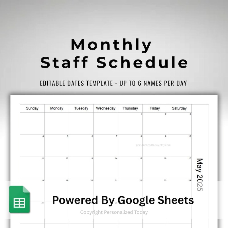 Monthly Staff Schedules - Etsy