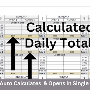 Weekly Cash Register Count Google Sheets Editable Spreadsheet Template ...