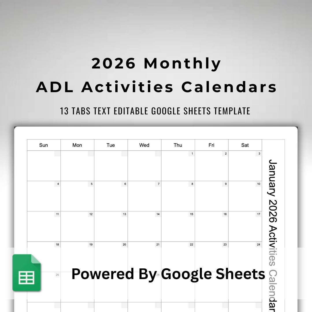 2026 ADL Activities Calendar Template for Assisted Living – 13-month ...