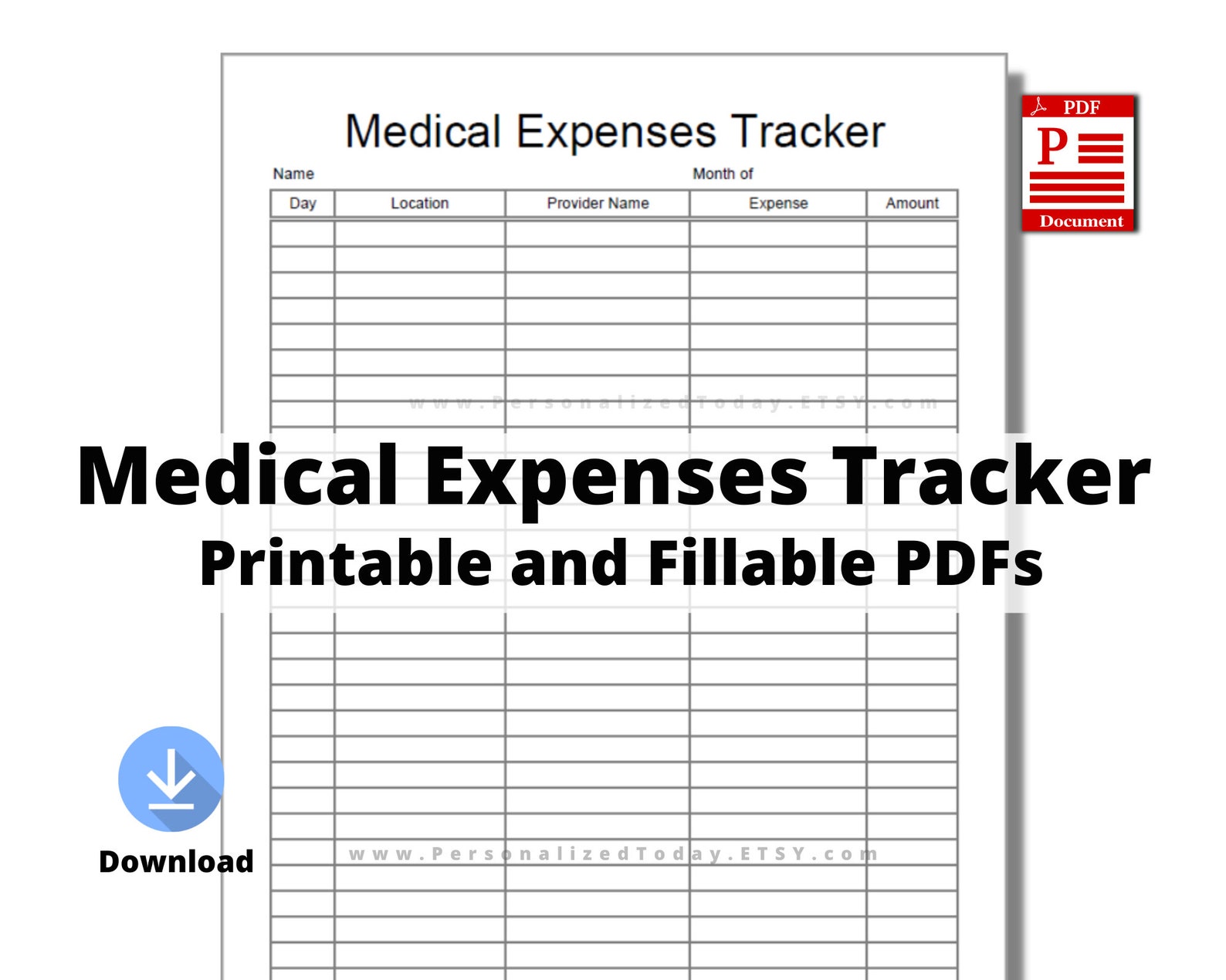 Printable Medical Expenses Tracker Print and Write and Text - Etsy