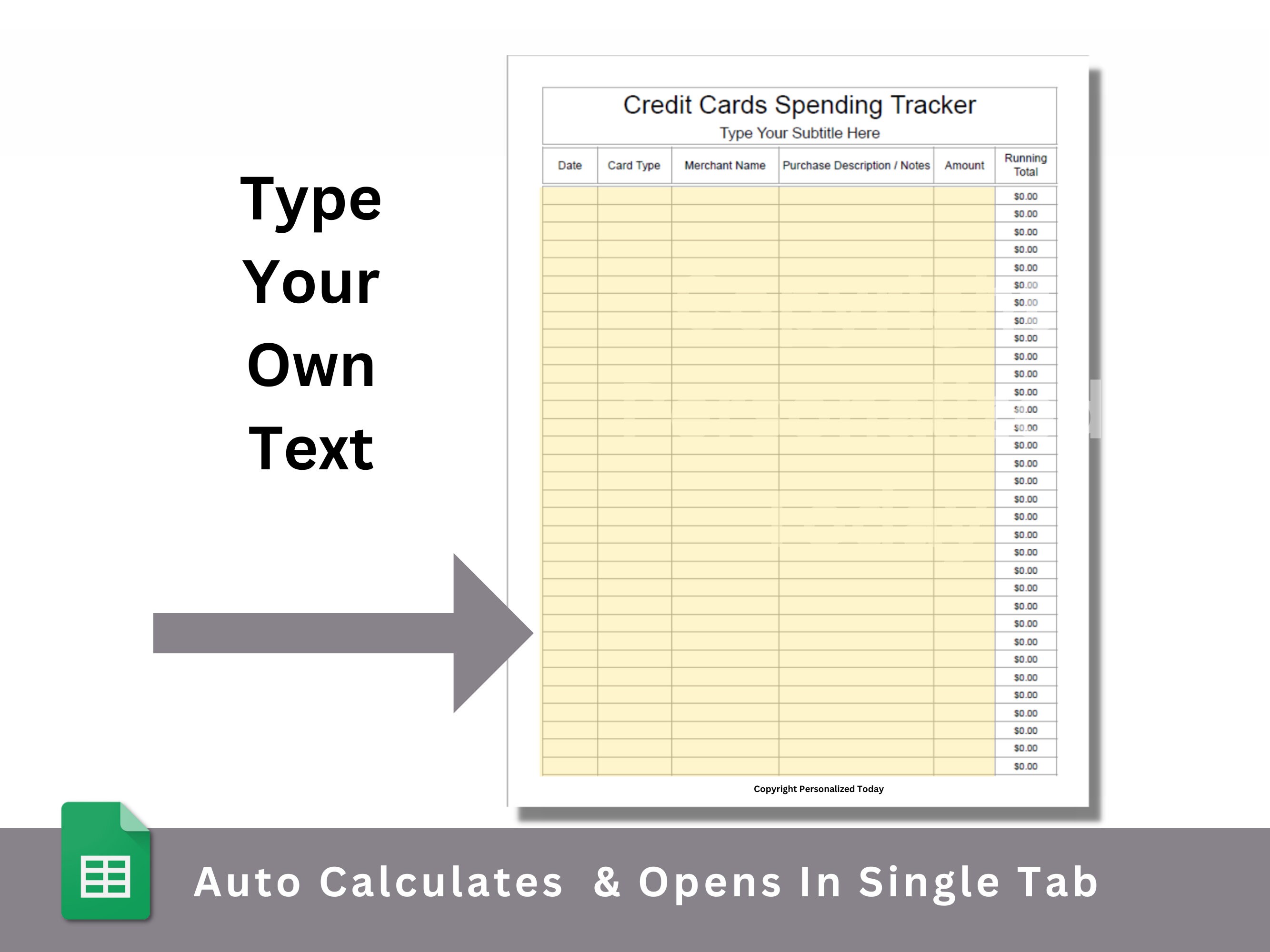 Google Sheets Credit Card Spending Tracker - Multiple Credit Cards ...