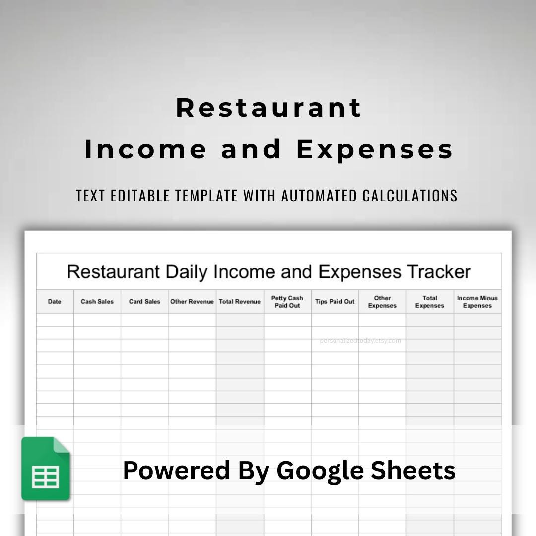 Small Restaurant Profit Tracker: Daily Sales and Spending Report ...