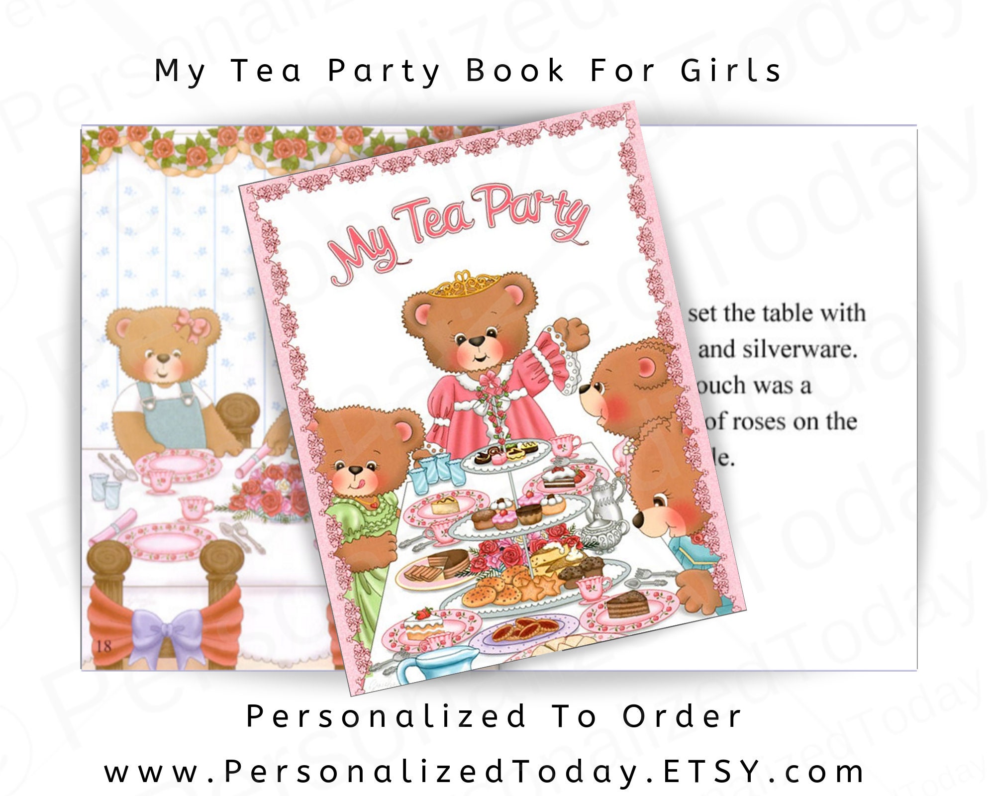 My Tea Party Personalized Book For Girls Ages 4 to 10 Color | Etsy