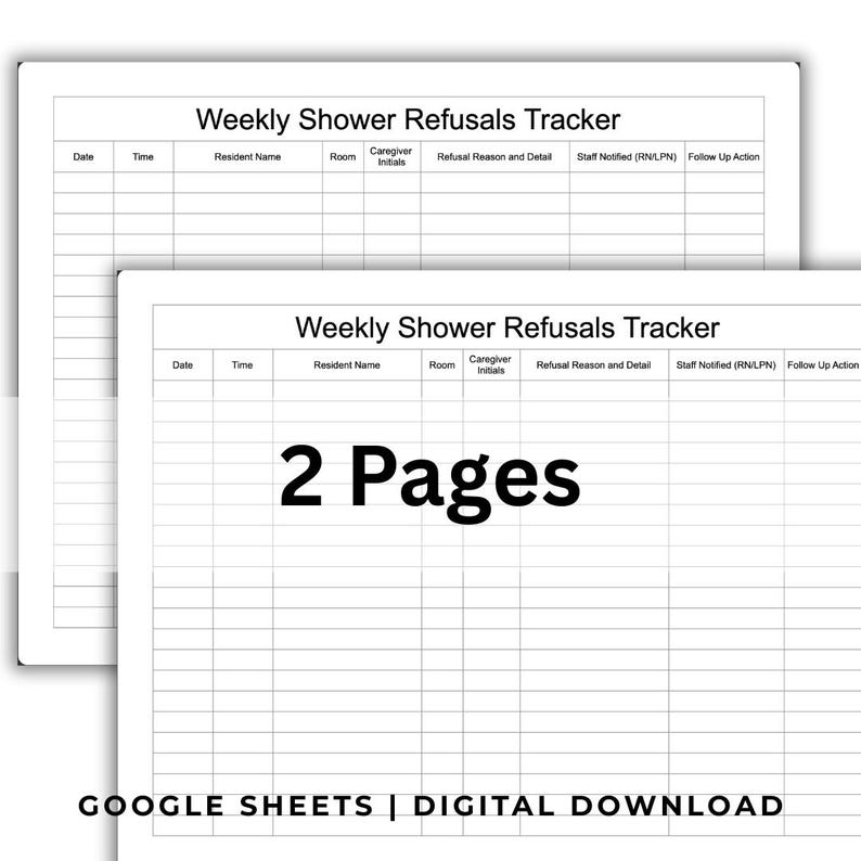 Google Sheets Weekly Shower Refusal Log - Editable Template for ...