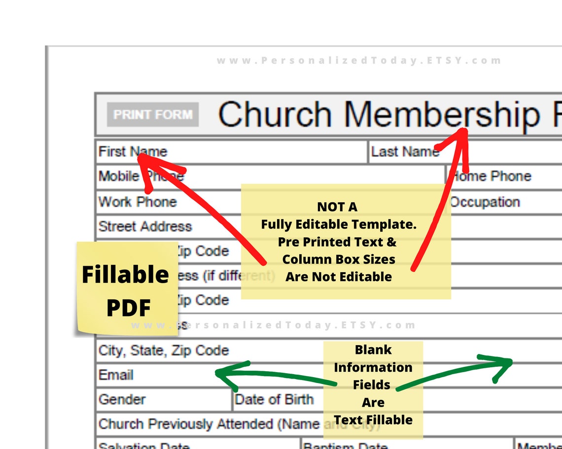 PDF Church Membership and Updates Record Printable and Fillable PDF ...