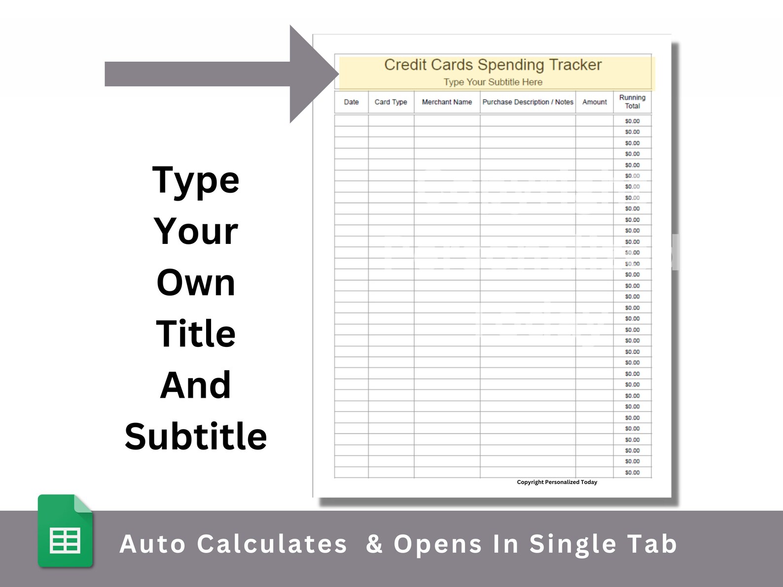 Google Sheets Credit Card Spending Tracker - Multiple Credit Cards ...