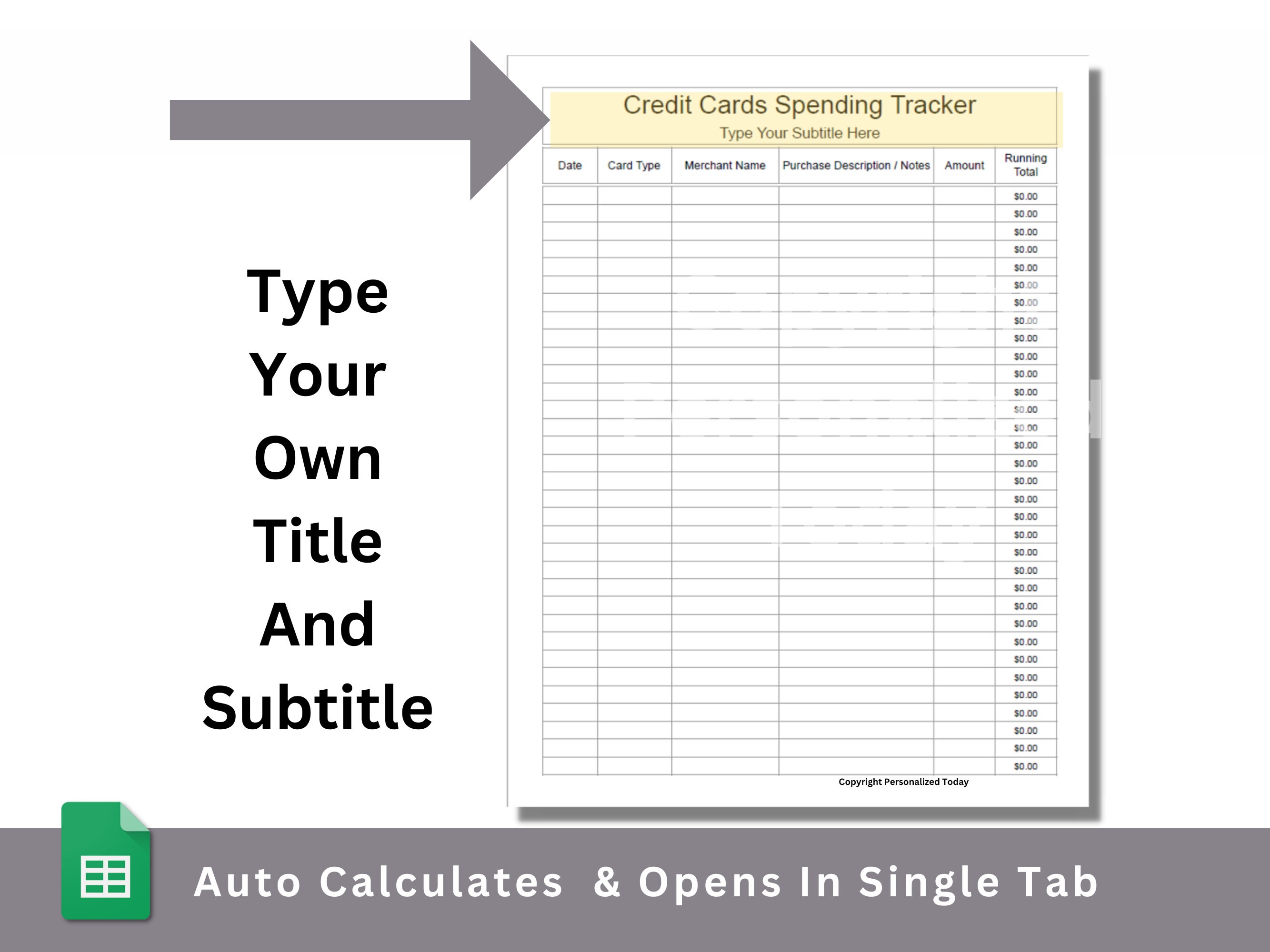 Google Sheets Credit Card Spending Tracker - Multiple Credit Cards ...