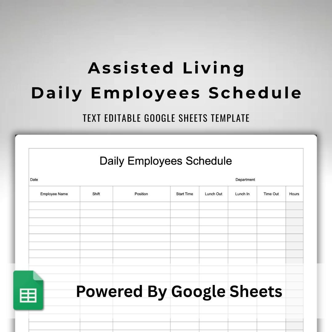 Daily Employee Schedule Template for Senior Care - Assisted Living ...