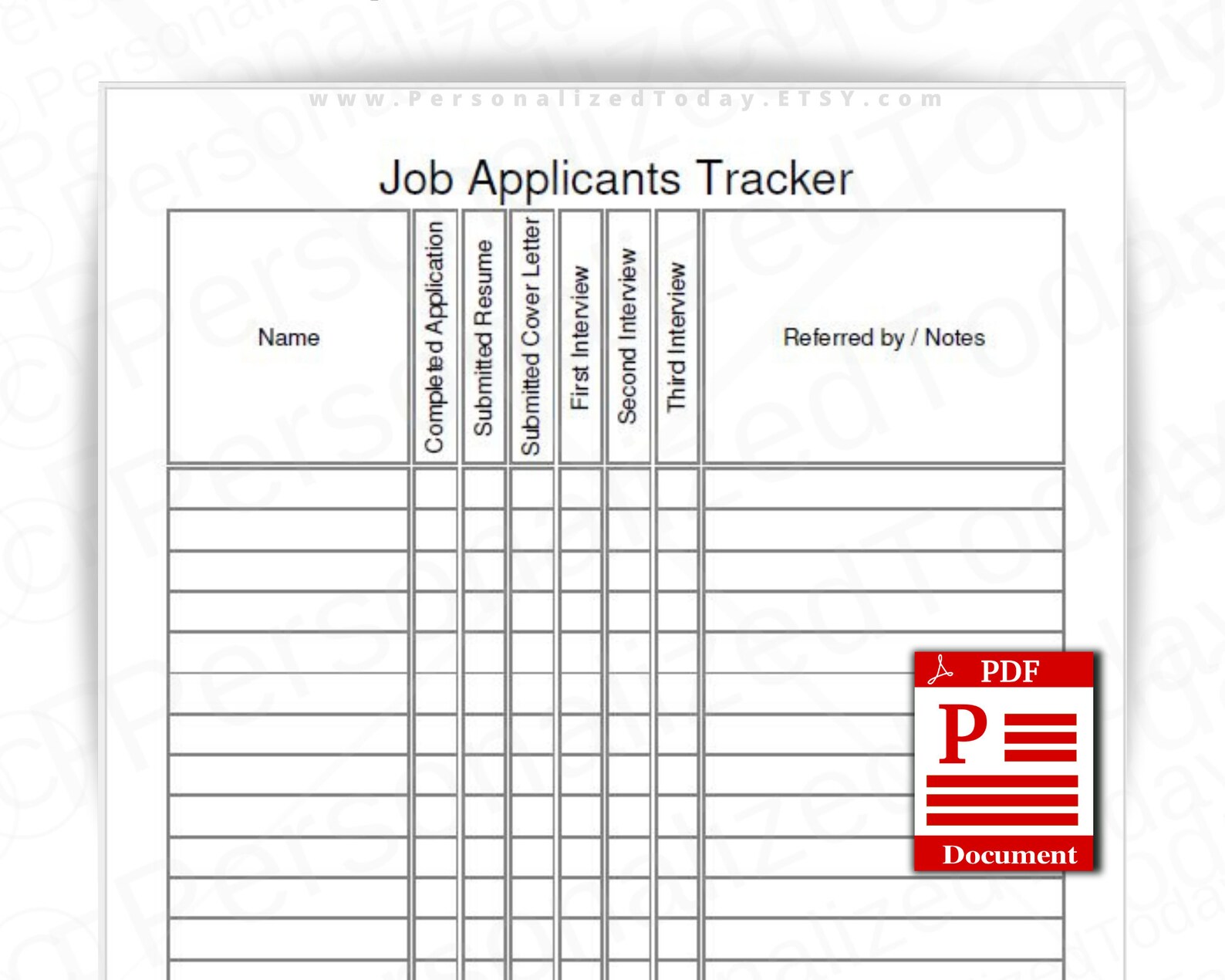 Job Candidates Tracker Fillable and Print and Write PDF | Etsy